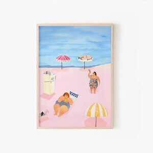 Quirky Summer Beach Art Print Fun, Whimsical Beach Decor Colorful ...