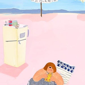 Quirky Summer Beach Art Print Fun, Whimsical Beach Decor Colorful ...