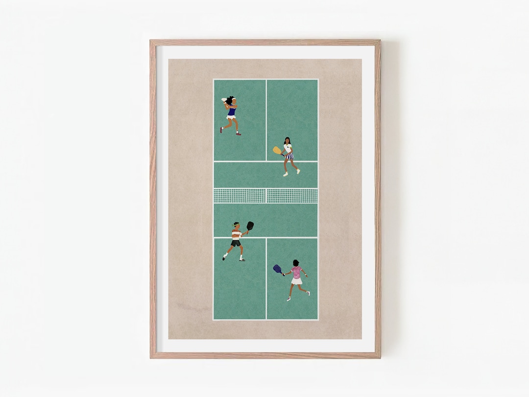 Blue Pickleball Wall Art Print, Printable Pickle Ball Court Poster ...