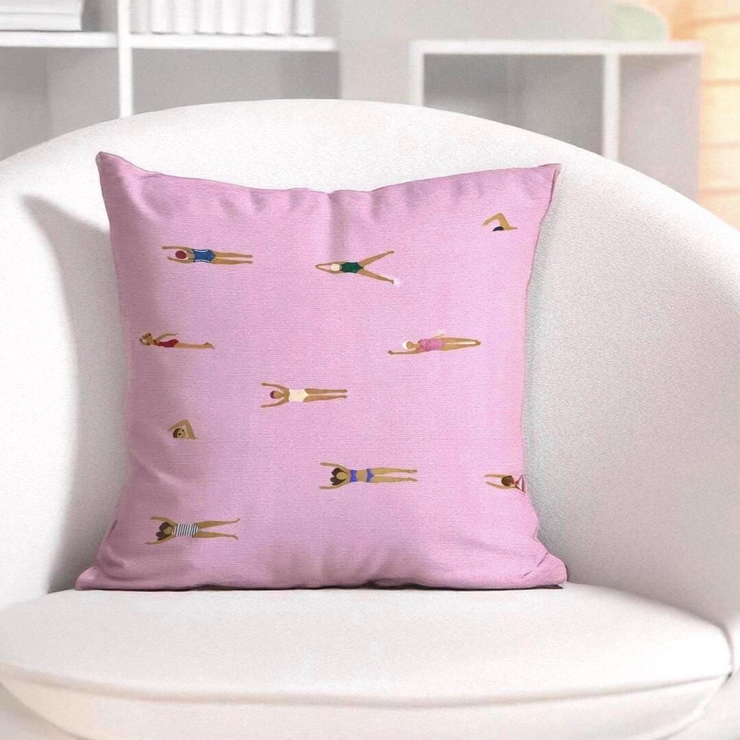 Swimming Pool Throw Pillow (3 Sizes) – Pink Summer Cushion With ...