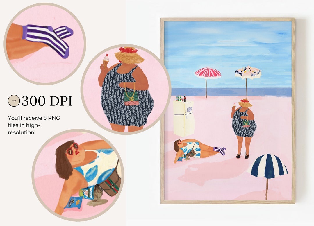 Quirky Summer Beach Art Print Fun, Whimsical Beach Decor Colorful ...