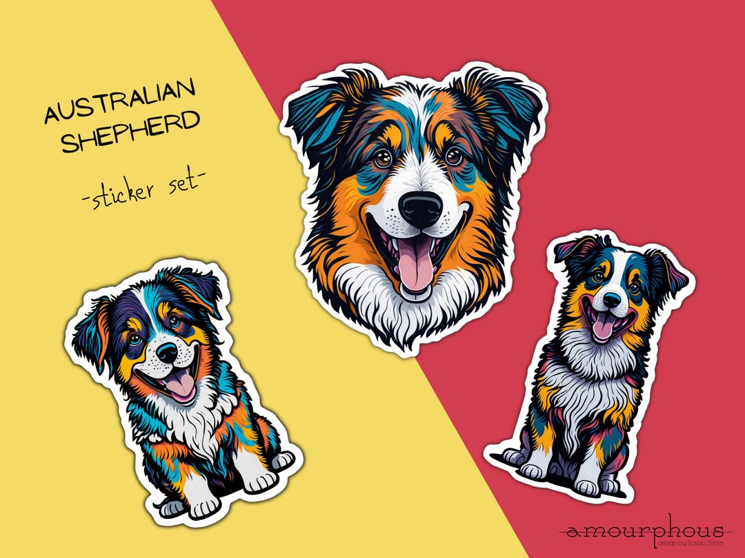 Australian Shepherd Vinyl Sticker Pack, Stickers for Dog Lovers, Dog ...