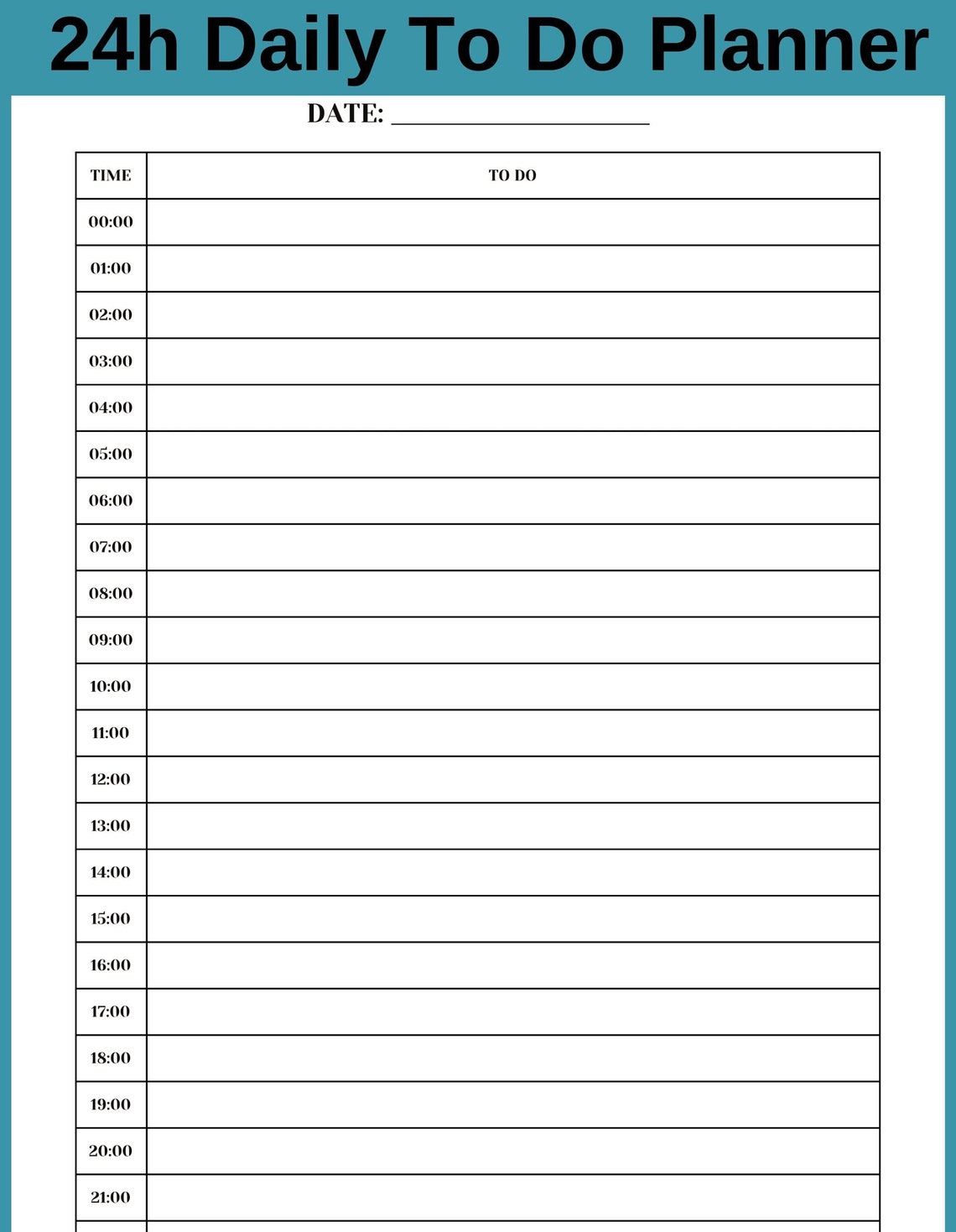 Hourly Printable Program Planner in A4, Letter Size, B5 and A5 Sizes ...