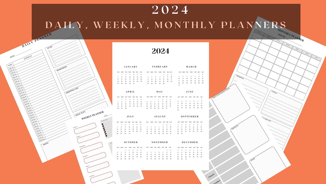 Printable Daily, Weekly, Monthly, Yearly Planners Bundle, A4, Letter ...