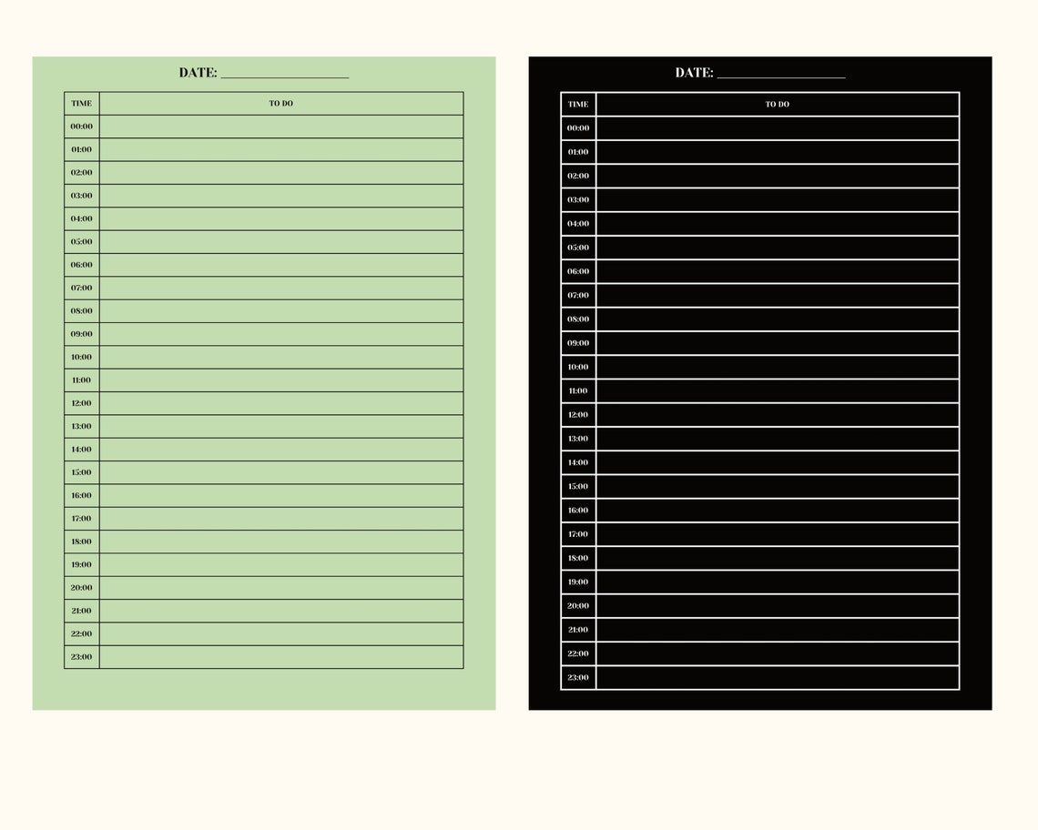 Hourly Printable Program Planner in A4, Letter Size, B5 and A5 Sizes ...