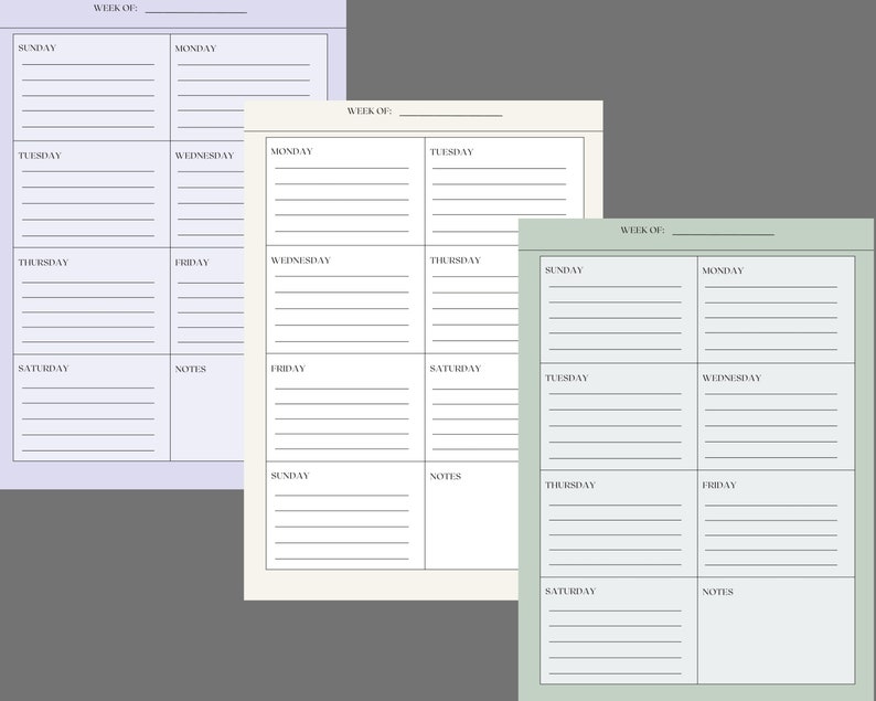 Colorful Weekly Printable Program Planner, A4 and A5 Sizes, Monday and ...