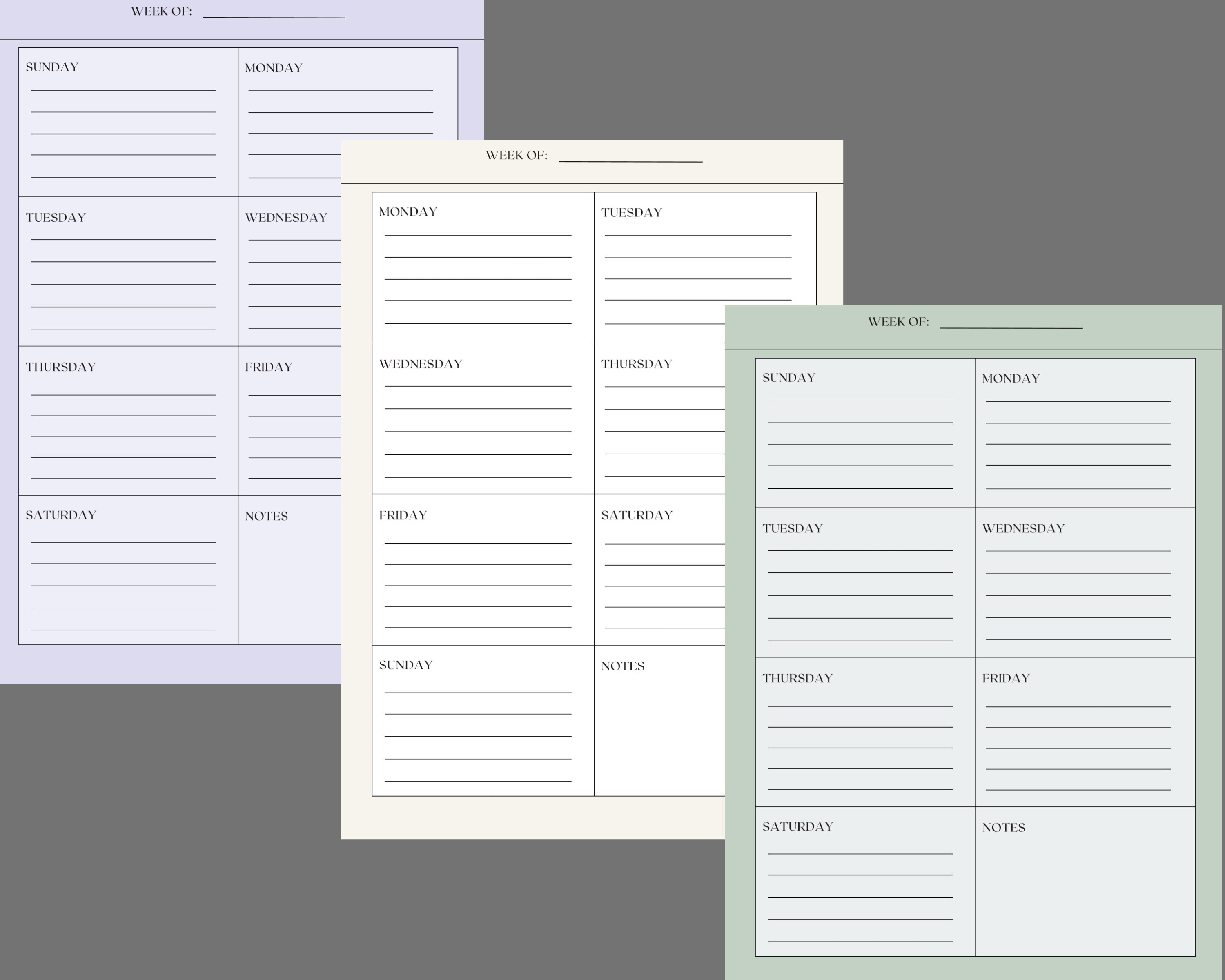 Colorful Weekly Printable Program Planner, A4 and A5 Sizes, Monday and ...