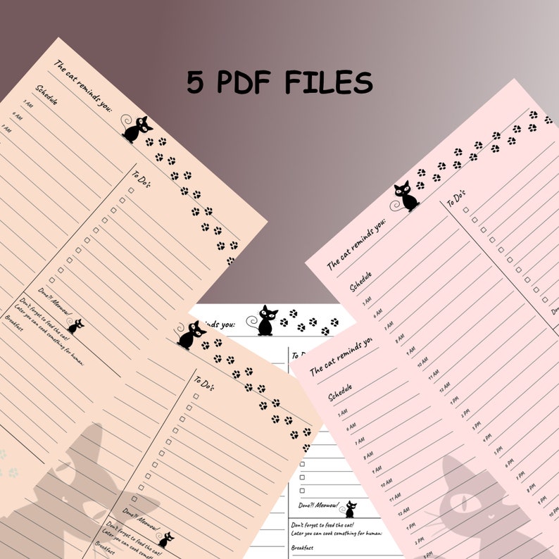 Planner Printable, Cat, to Do List, Instant Download, Schedule, A4, A5 ...