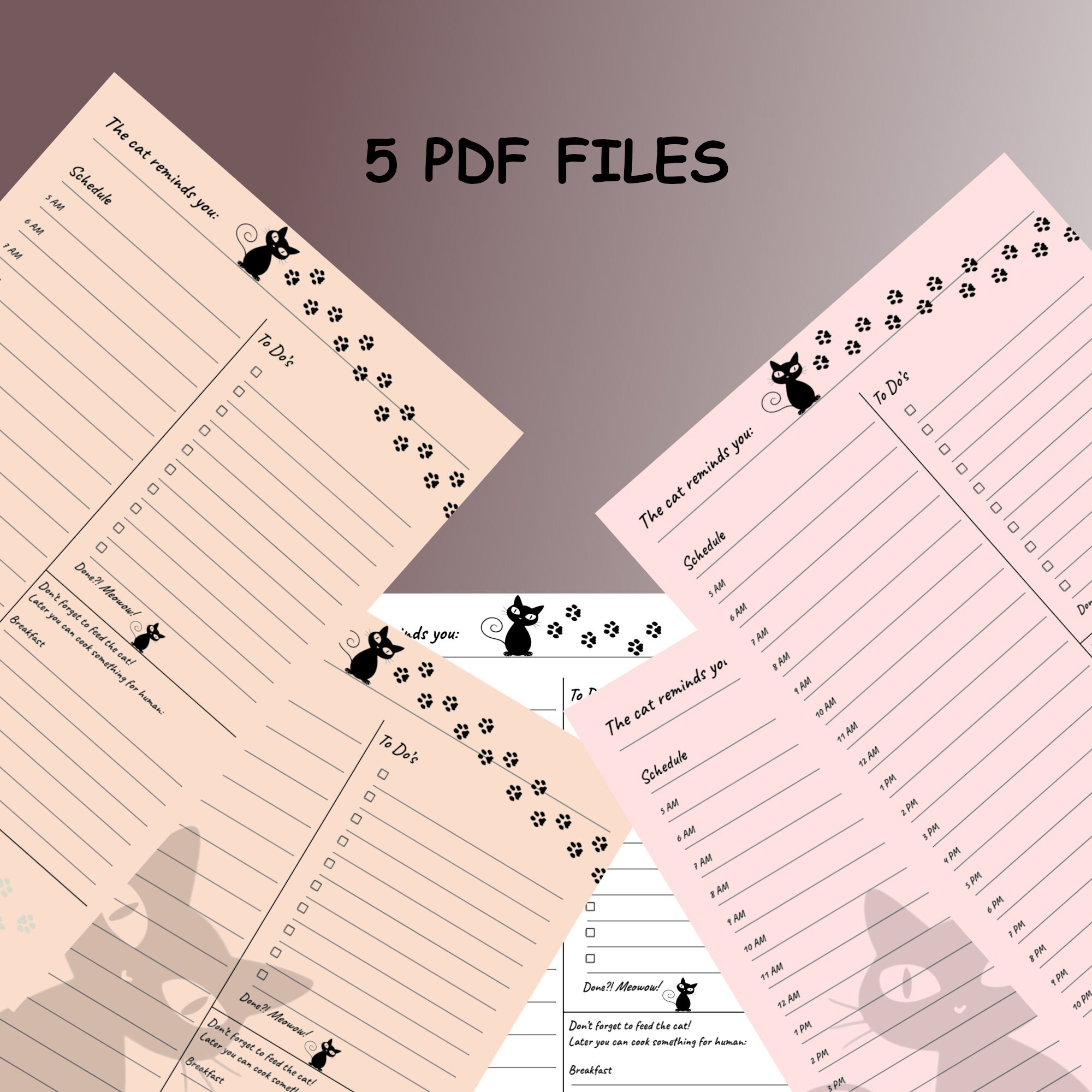 Planner Printable, Cat, to Do List, Instant Download, Schedule, A4, A5 ...