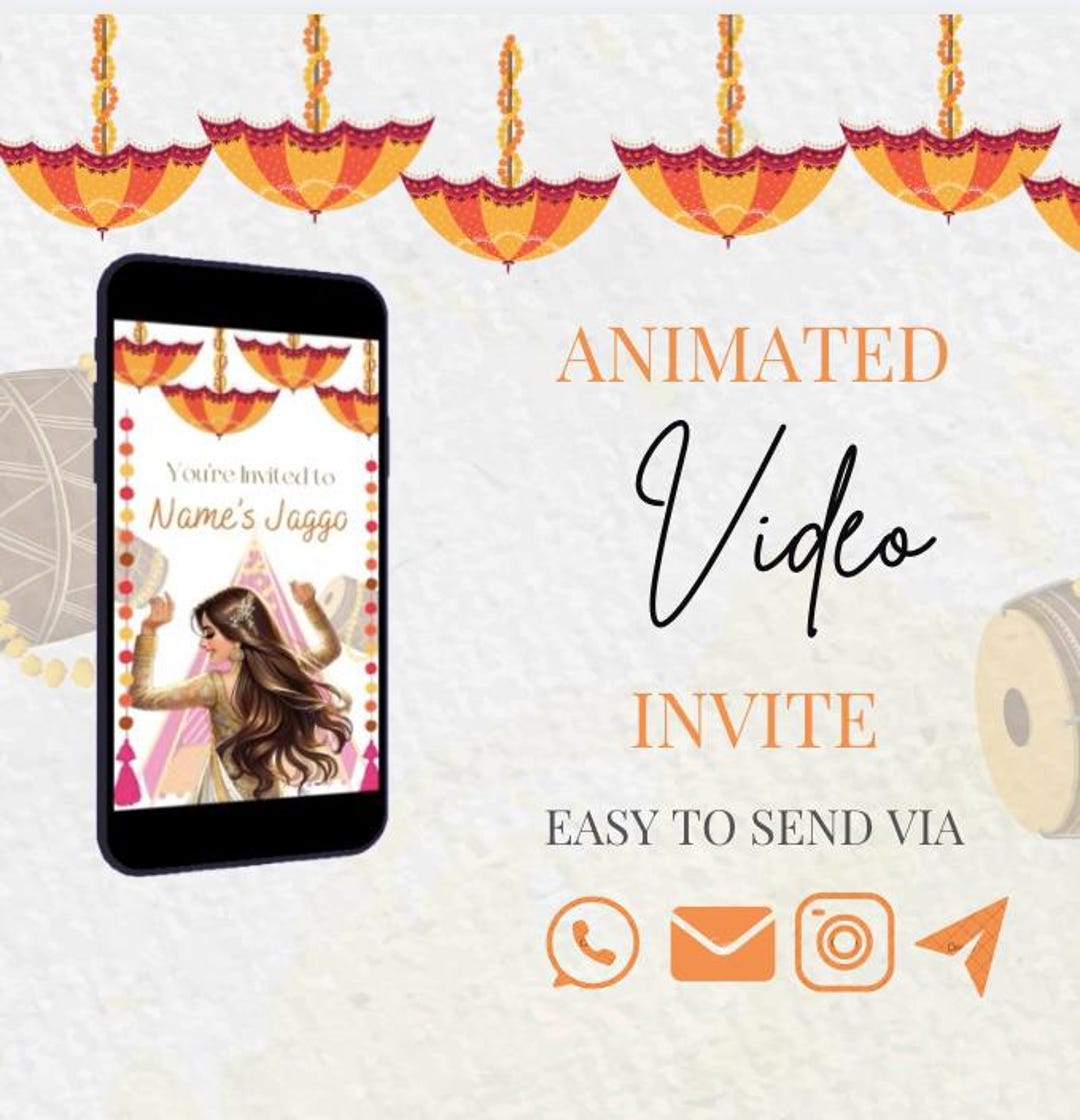 Punjabi Jaggo Animated Wedding Invite: Editable Video Template (canva ...