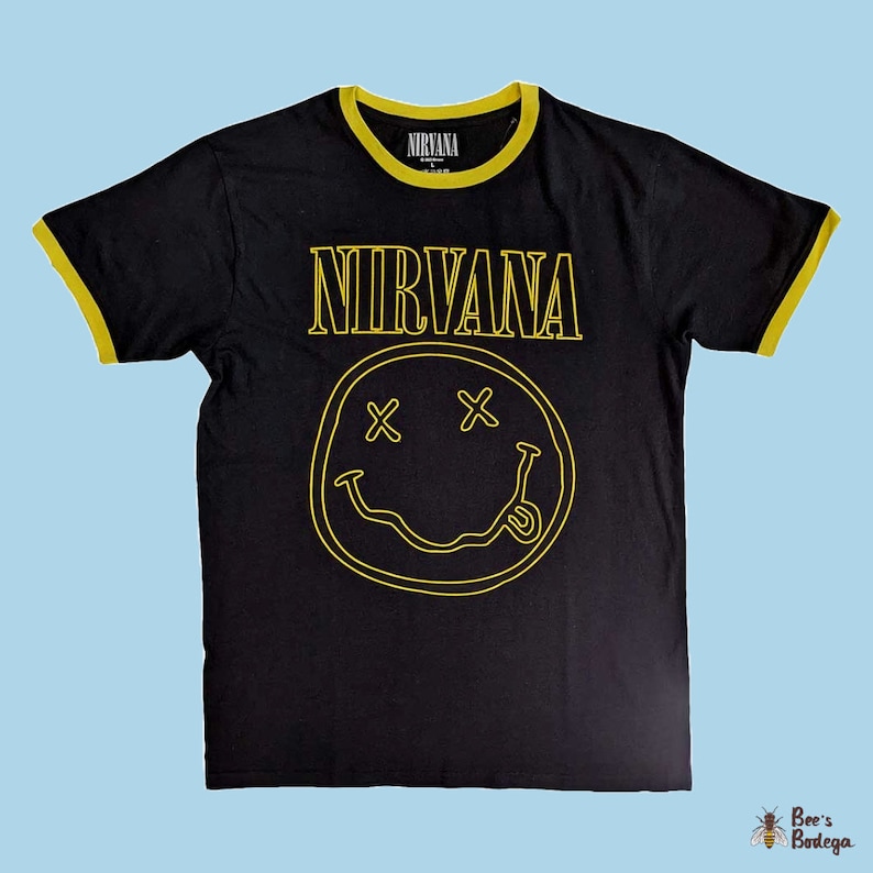Nirvana 'happy Face' Ringer T-shirt *official Merchandise* - Etsy