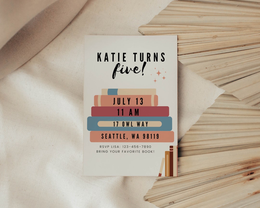 Books Invitation Template Reading and Sparkle Kids Birthday Invitation ...