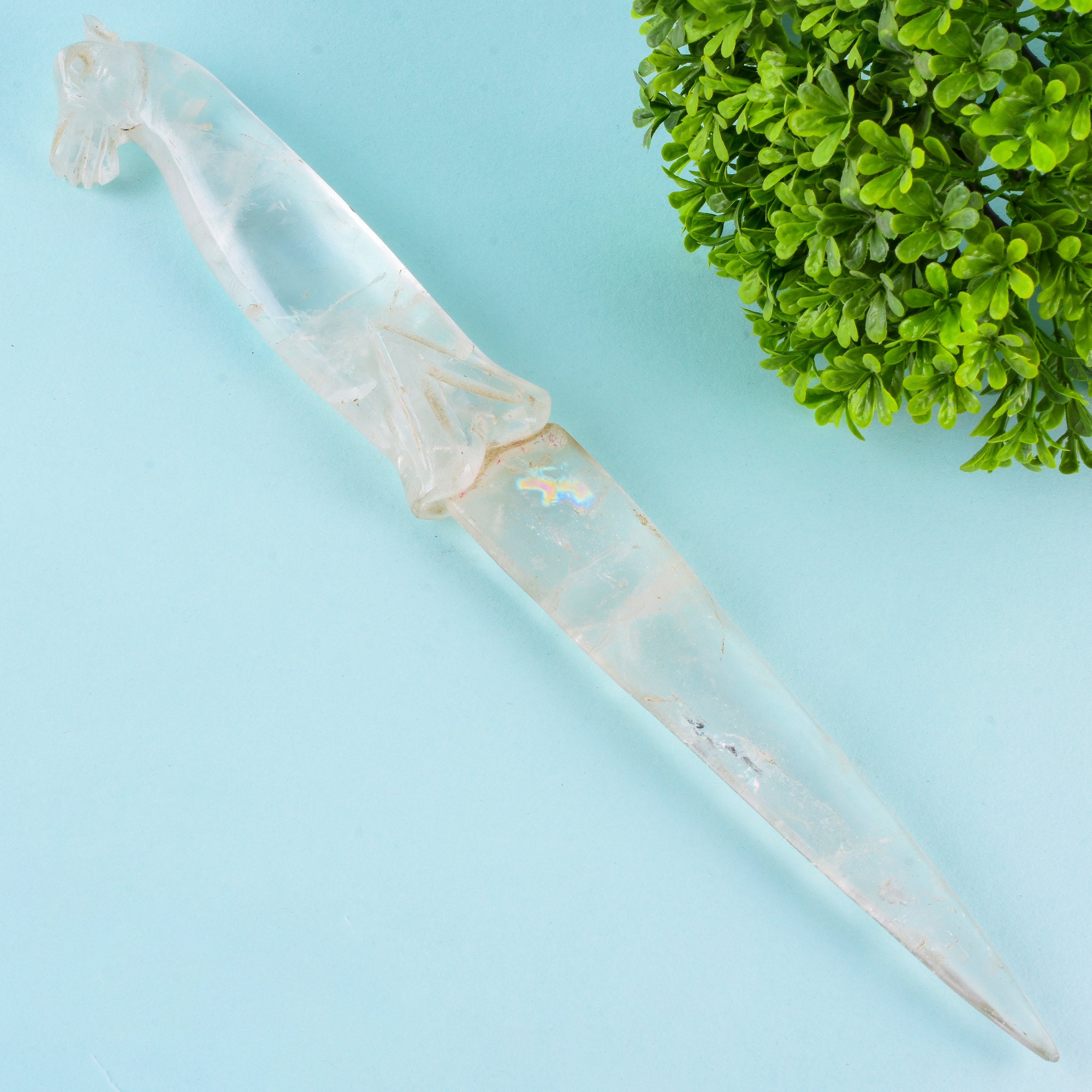 Crystal Sword, Clear Crystal Horse Carved Dagger Knives Swords Home ...