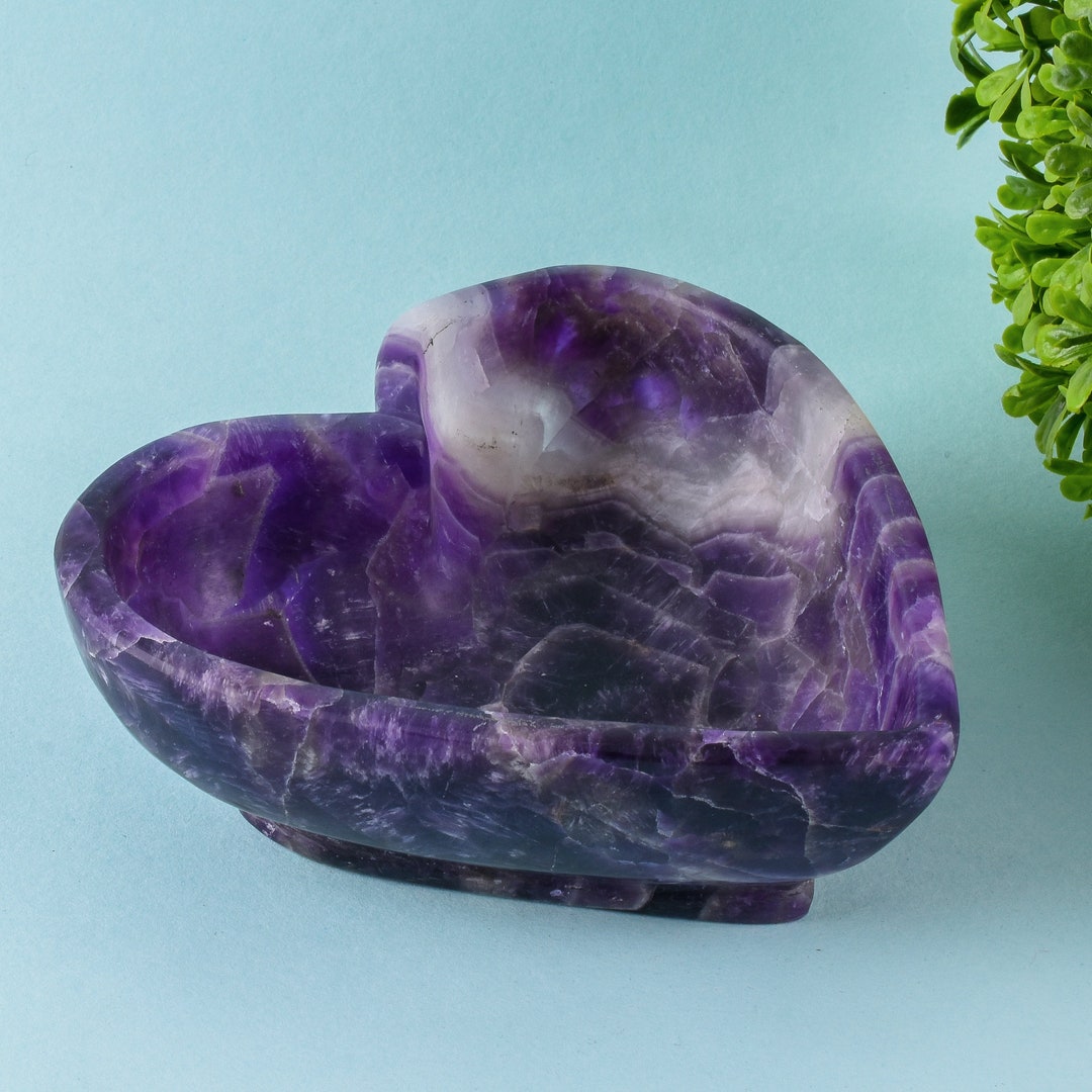 Amethyst Bowl, Fathers Day Gifts Heart Shape Bowl Crystal Carved Bowl ...