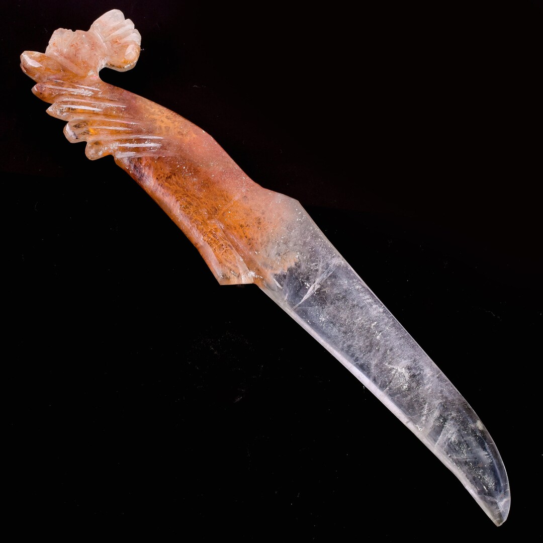 Crystal Sword Quartz Knife Stone Carved Knives Handmade Sword 10inch ...