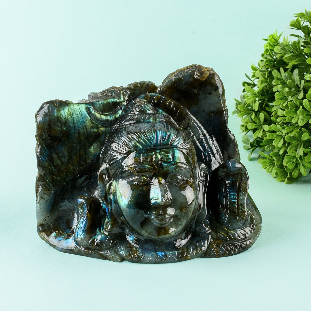 Shiva Head Labradorite Shiva Stone Carved Labradorite Crystal Shiva ...