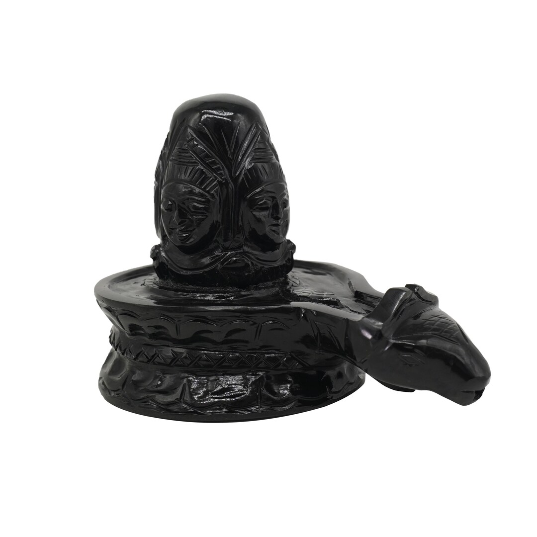 Shiva Lingam Black Stone Carved Shiv Face Carving Jaldhari Shiv Lingham ...