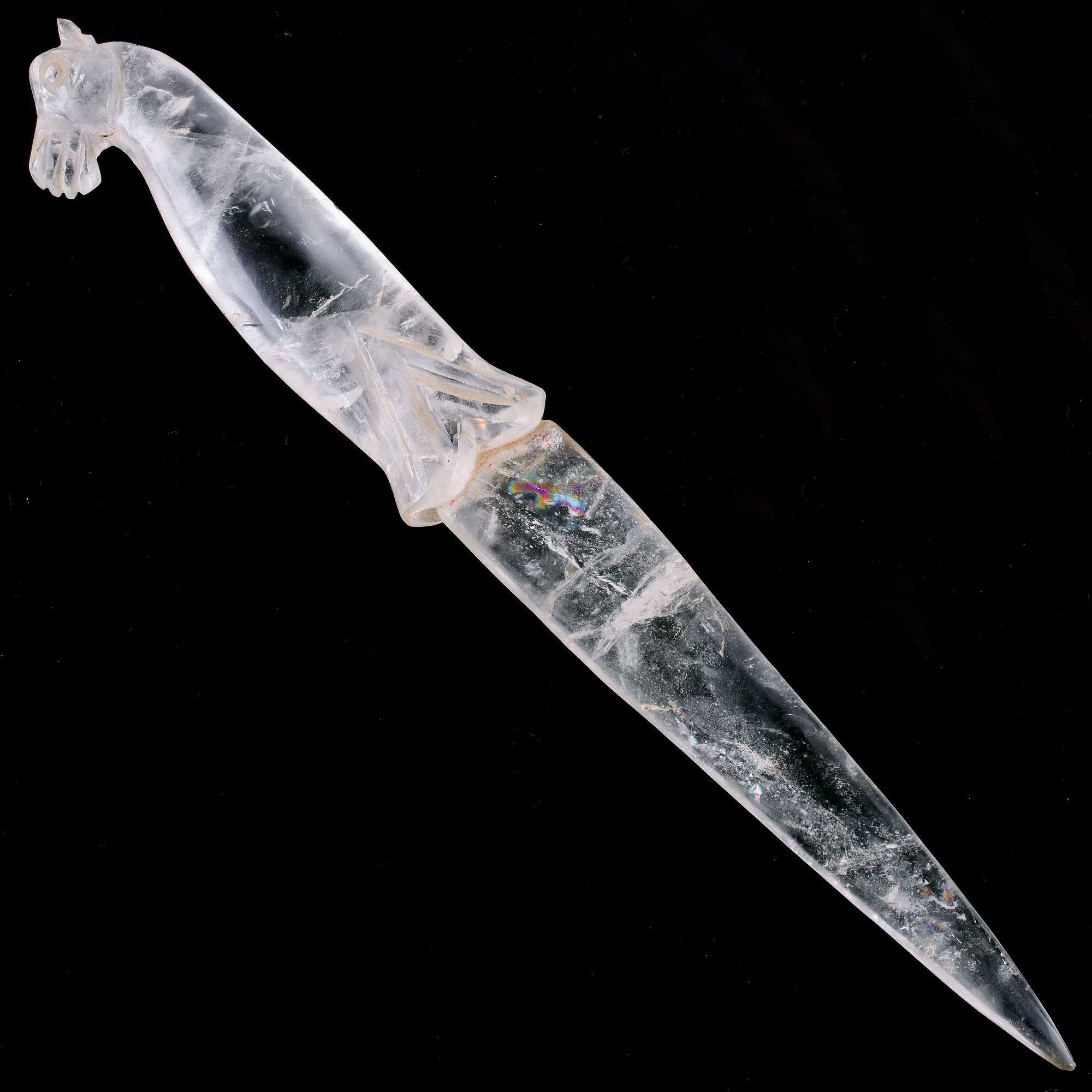 Crystal Sword, Clear Crystal Horse Carved Dagger Knives Swords Home ...