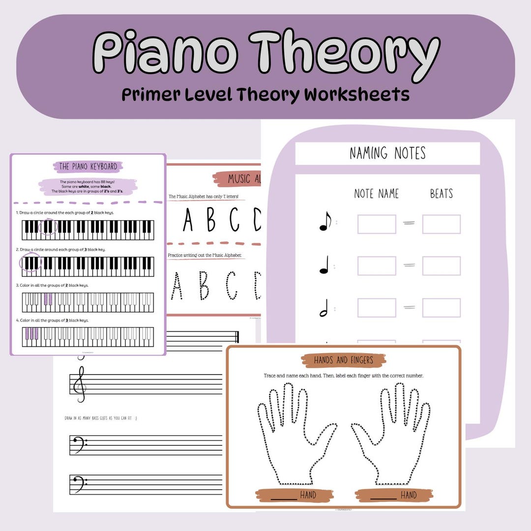 Primer Level Piano Theory Worksheets – Music Education (PDF Pattern - Etsy