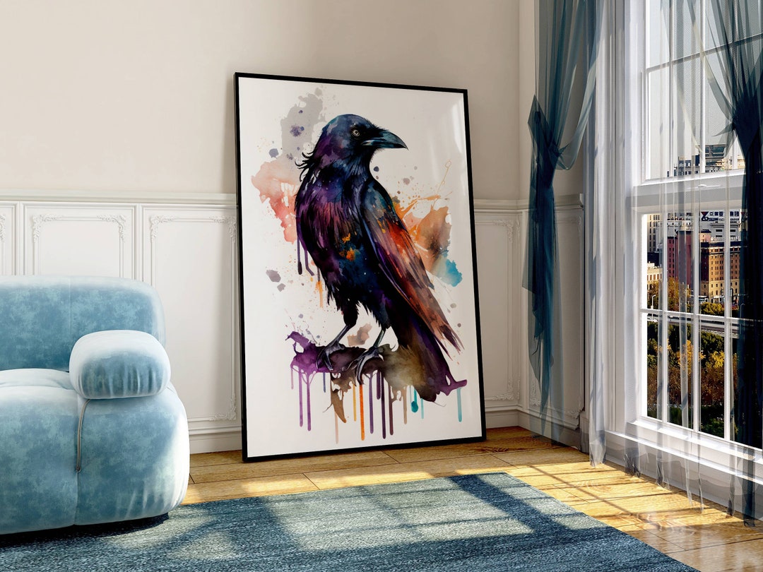 Raven Printable Art Print Download Poster Wild Life Gift Animals Wall ...