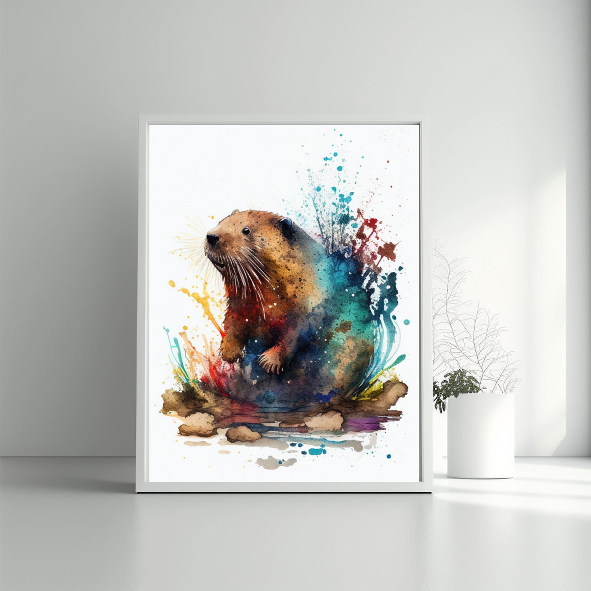 DL Colorful Picture of a Mole, Watercolor Wall Decor, Colorful Artwork ...