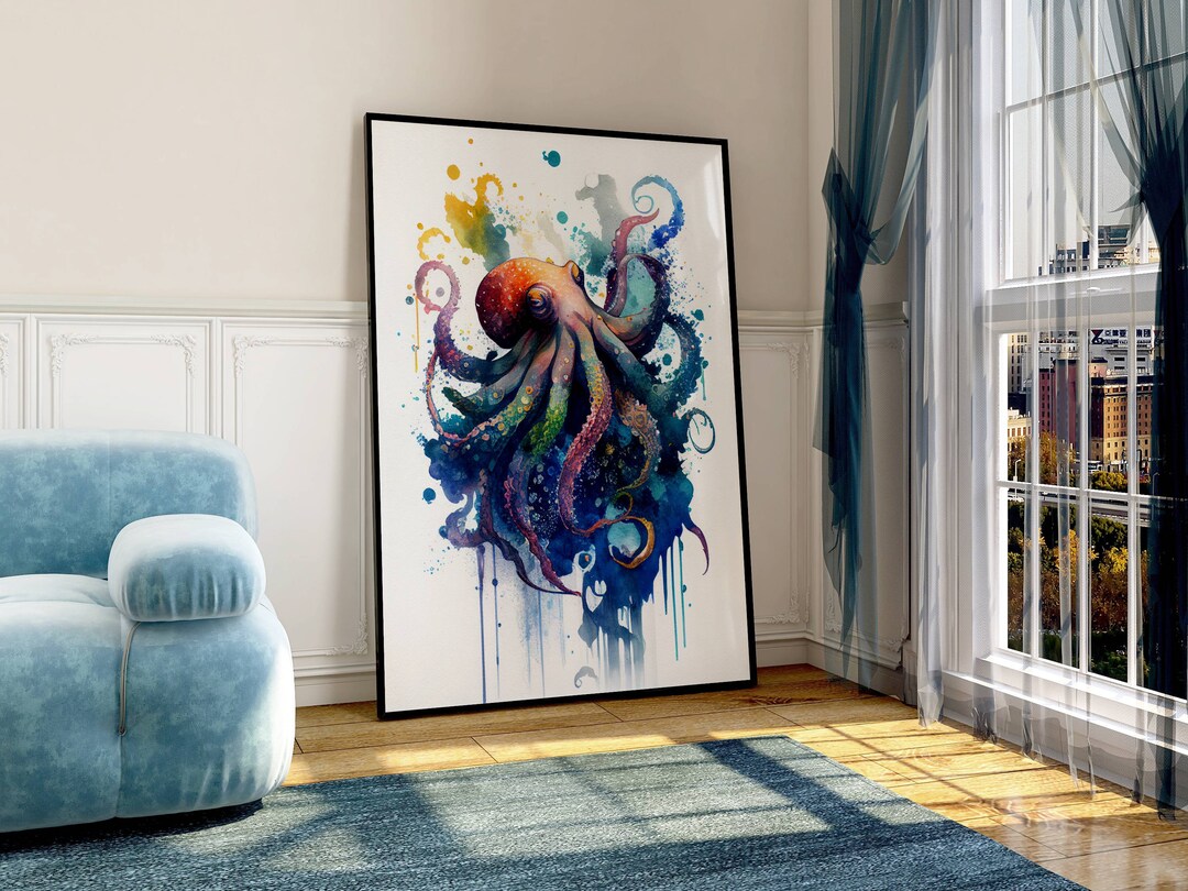 Octopus Printable Art Print Download Poster Wild Life Gift Animals Wall ...