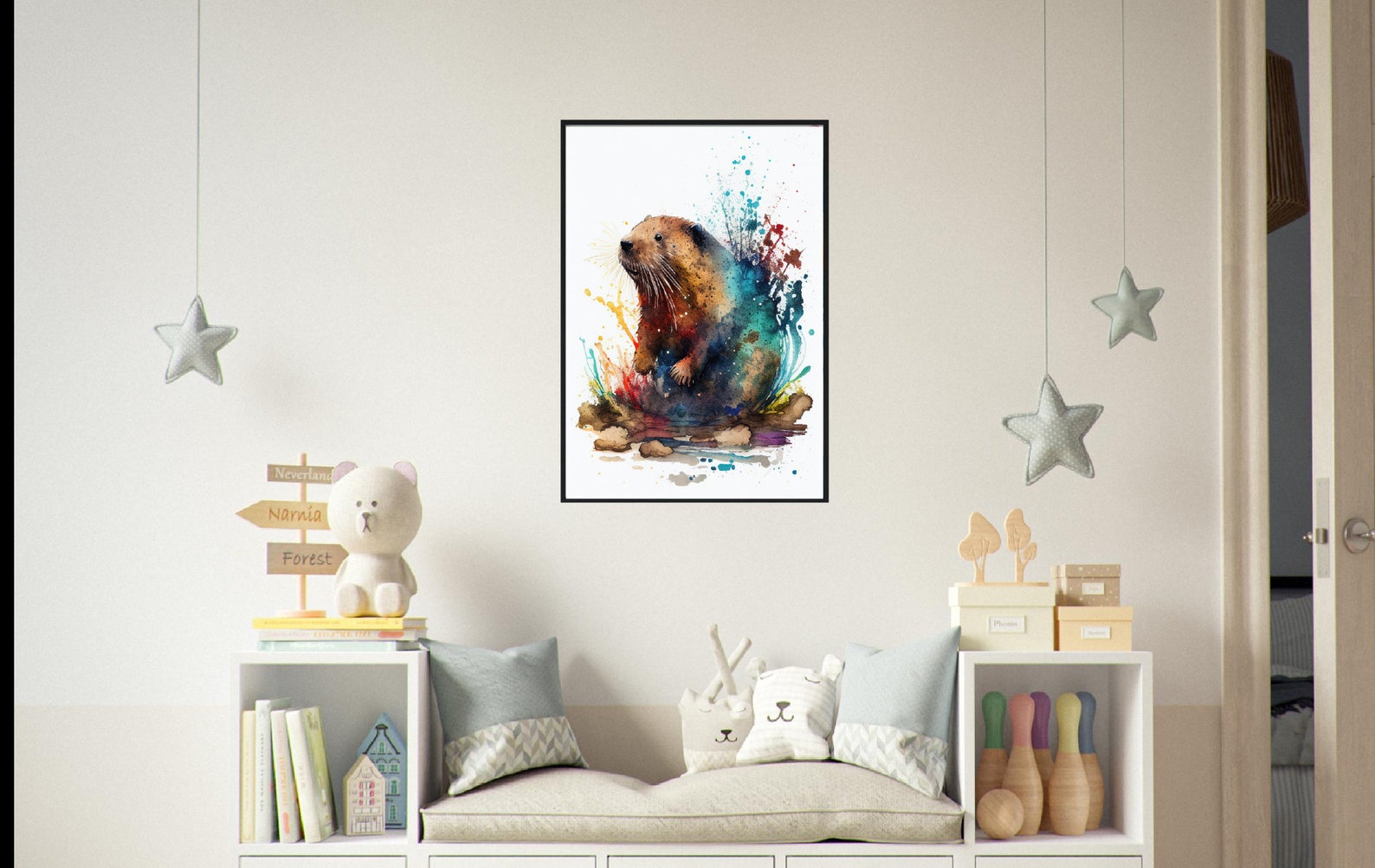 DL| Colorful Picture of a Mole, Watercolor Wall Decor, Colorful Artwork ...