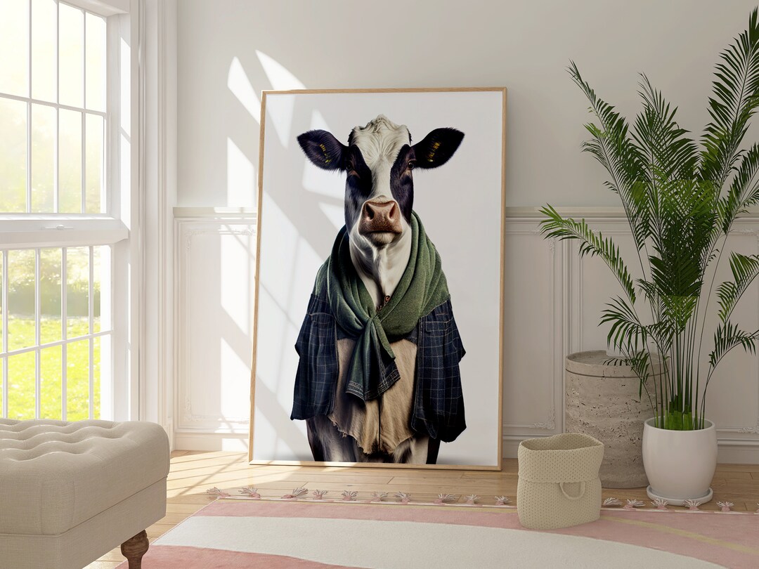 Cow as a Farmer's Wife Portrait, Renaissance Animal Painting, Altered ...