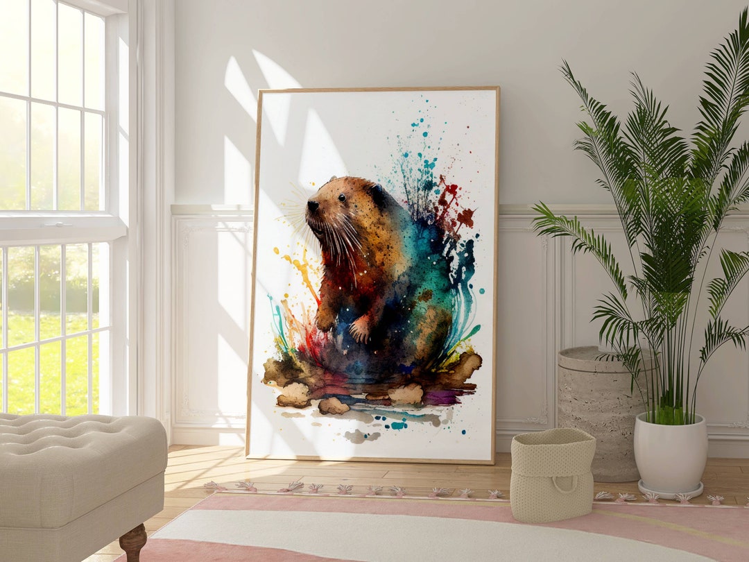 DL Colorful Picture of a Mole, Watercolor Wall Decor, Colorful Artwork ...