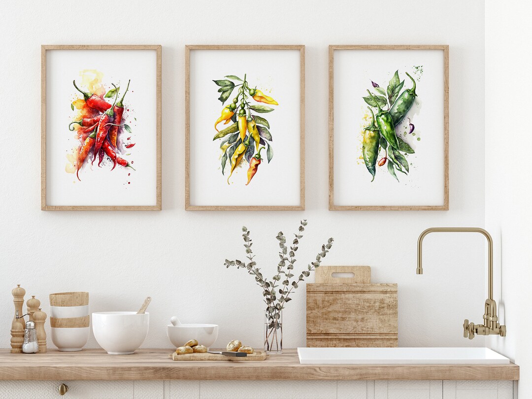 Wallart Prints | Chili Peppers | Kitchen Wall Art | Digital Download ...