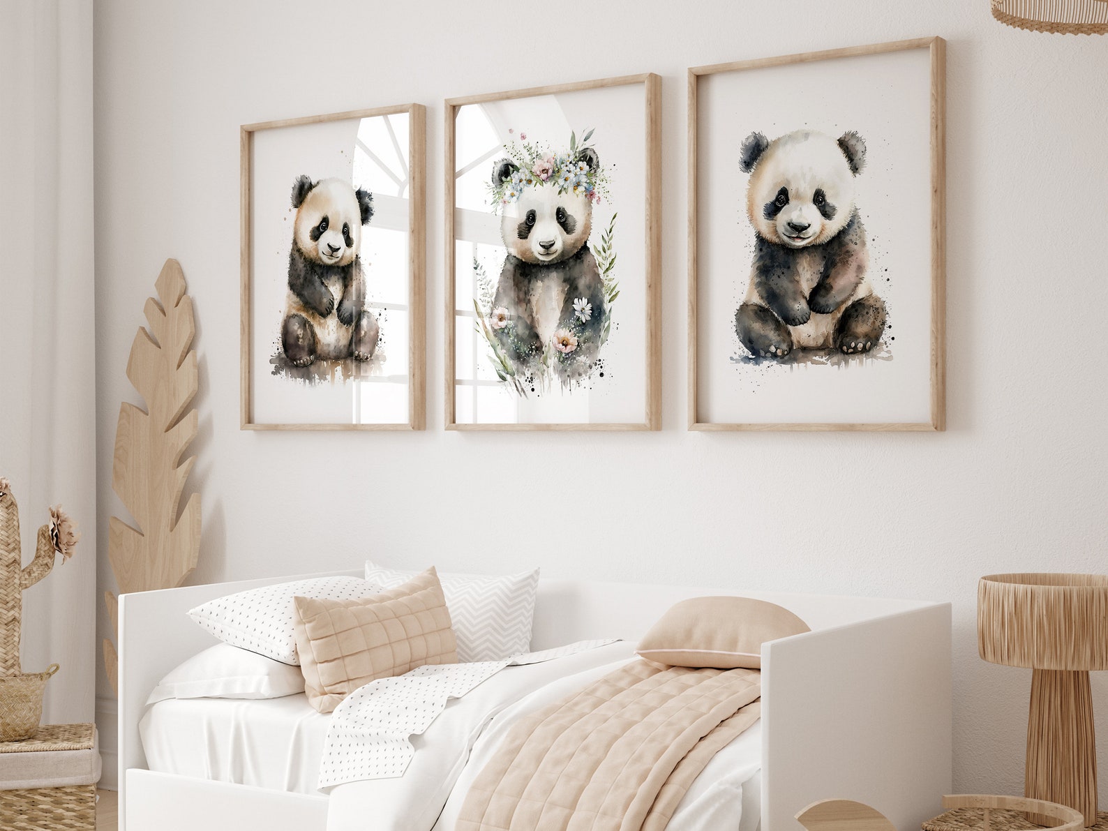 Wall Art | Baby Panda | Kids Room Art | 3piece Wall Art | Digital ...