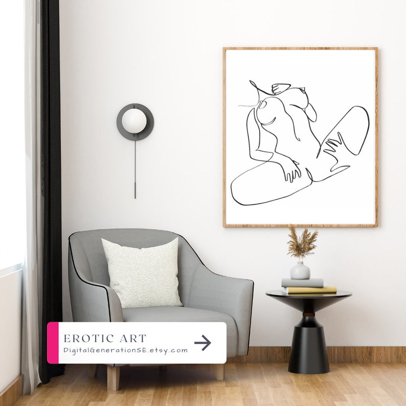 High Quality One Line Art Sexy Couple Printable Wall Digital Prints ...