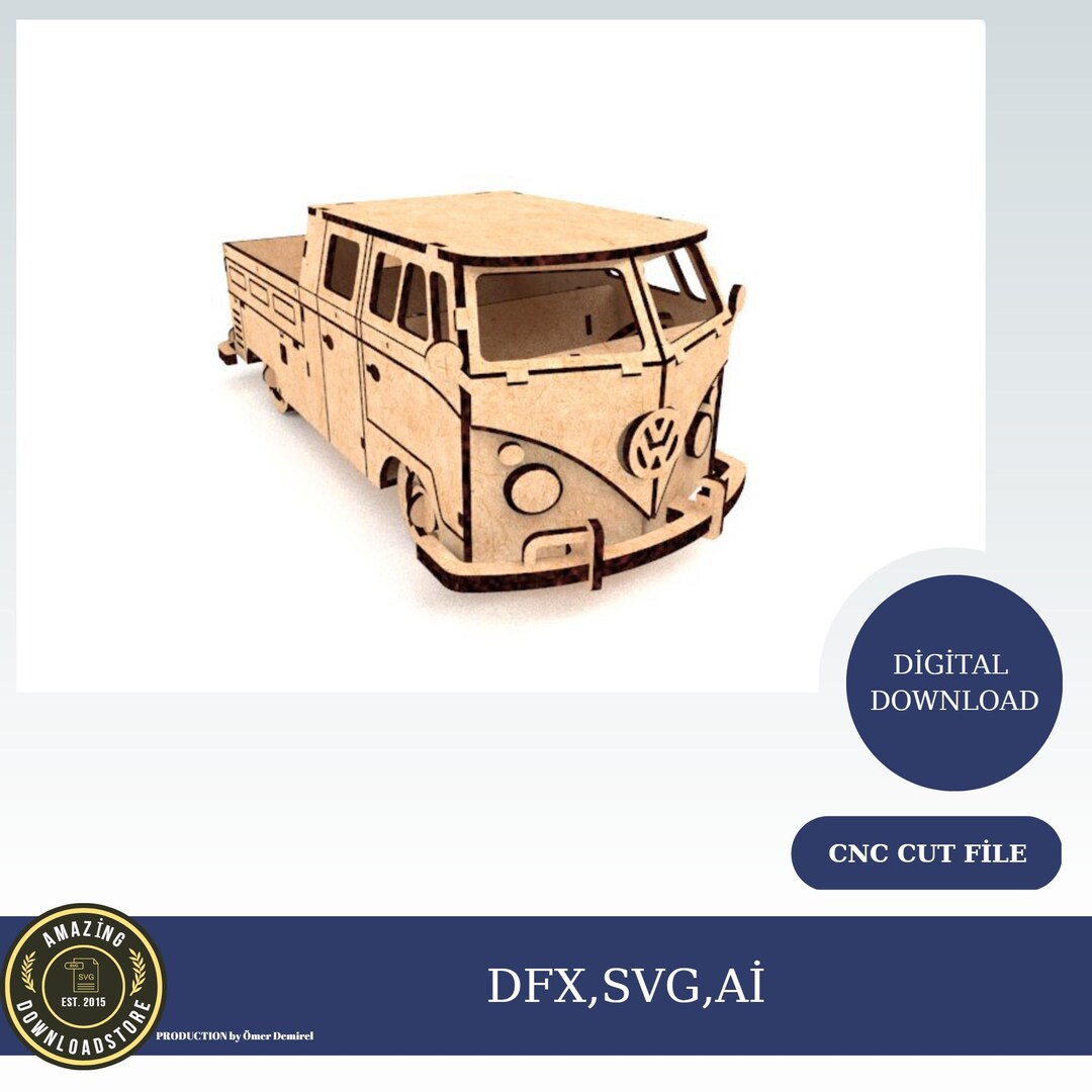 Bus Laser Cut Wooden 3D Puzzle Toy, Digital File, Laser Cutting, Laser ...