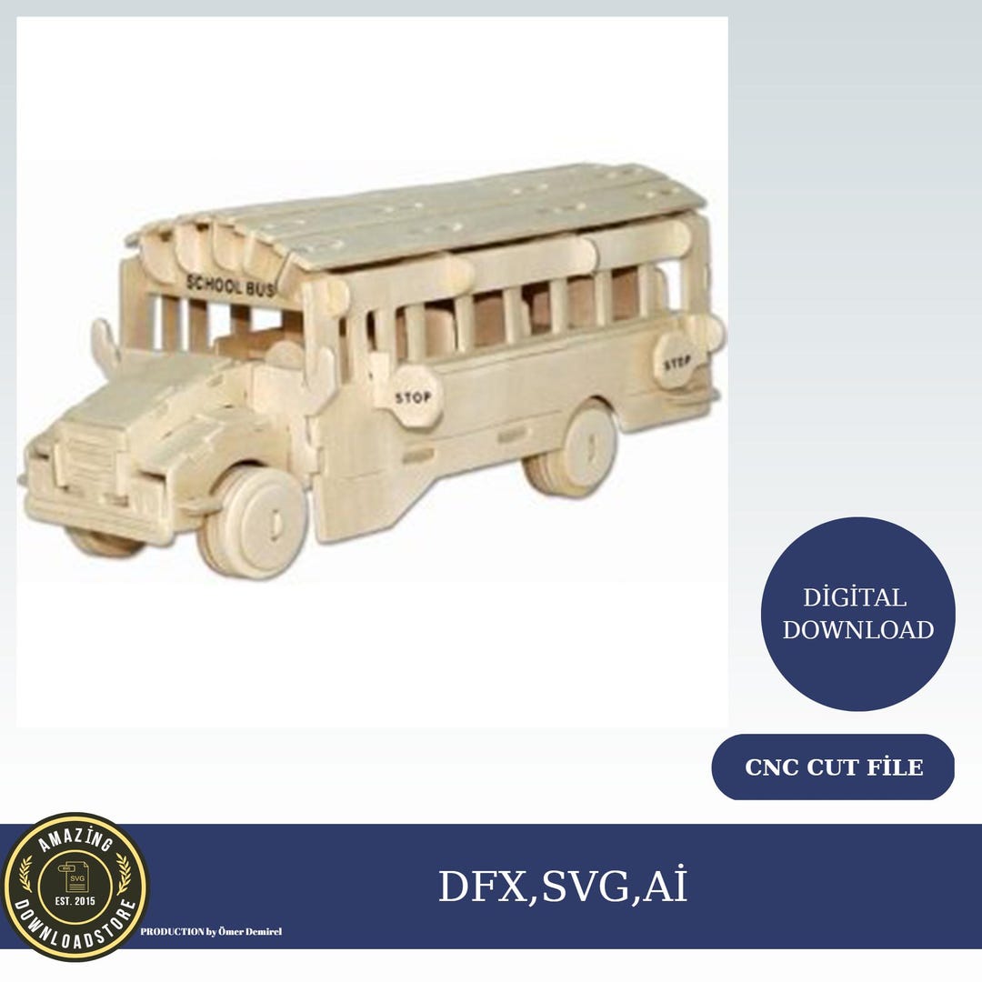 Bus Laser Cut Wooden 3D Puzzle Toy, Digital File, Laser Cutting, Laser ...