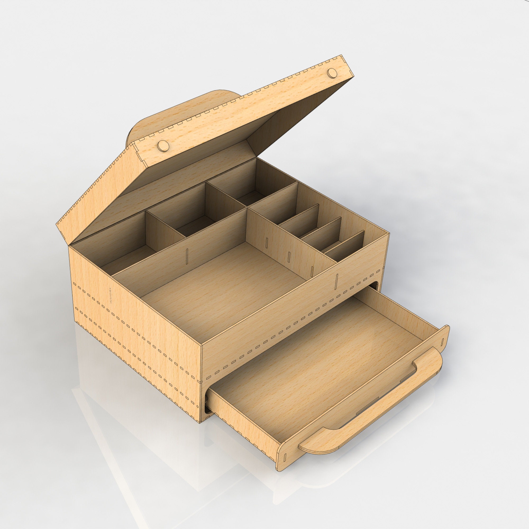 Storage Box With Drawers Organizer SVG | Laser Cut Files, Cnc File ...