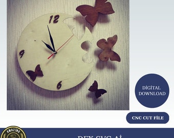 Flower Design Decorative Wall Clock.laser Cut Files SVG, DXF, CDR ...