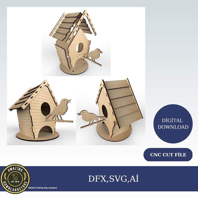Birdhouse Laser Cut Files SVG DXF CDR Glowforge File Vector Plans Laser ...