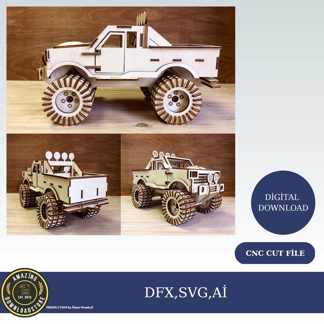 Jeep Suv Laser Cut Wooden 3D Puzzle Toy, Digital File, Laser Cutting ...