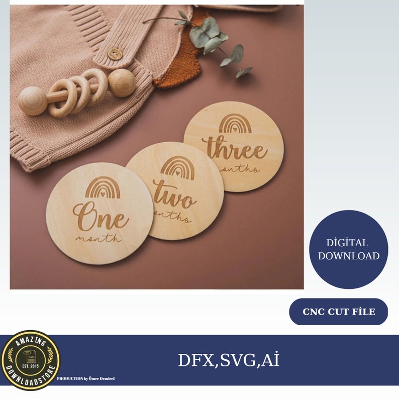 Baby Milestone Disc Template SVG Ai DFX Template Silhouette Cut Files ...