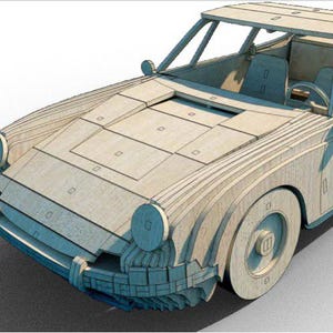 Porche Laser Cut Wooden 3D Puzzle Toy, Digital File, Laser Cutting ...