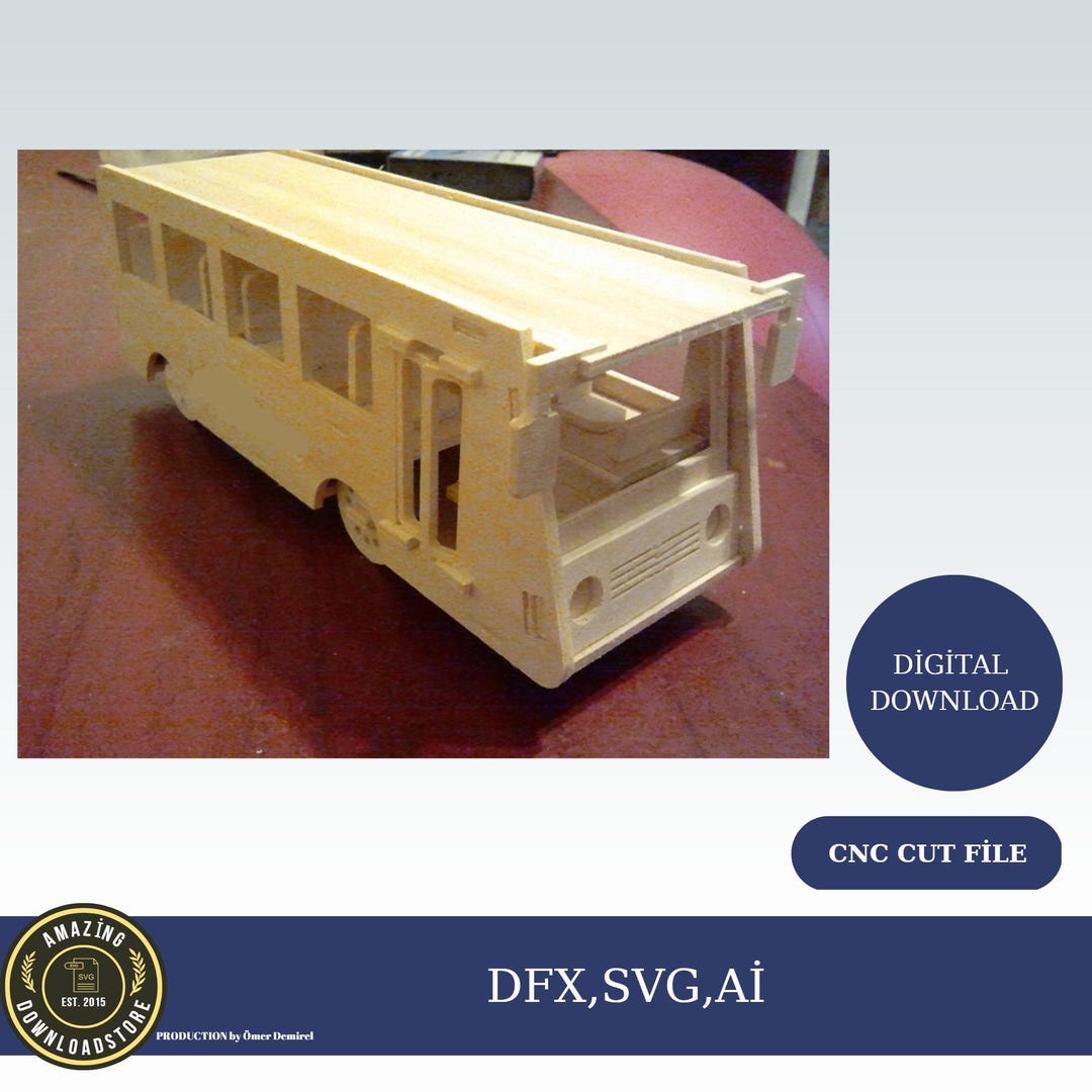 Laser Cut Wooden Bus 3D Puzzle Toy, Digital File, Laser Cutting, Laser ...