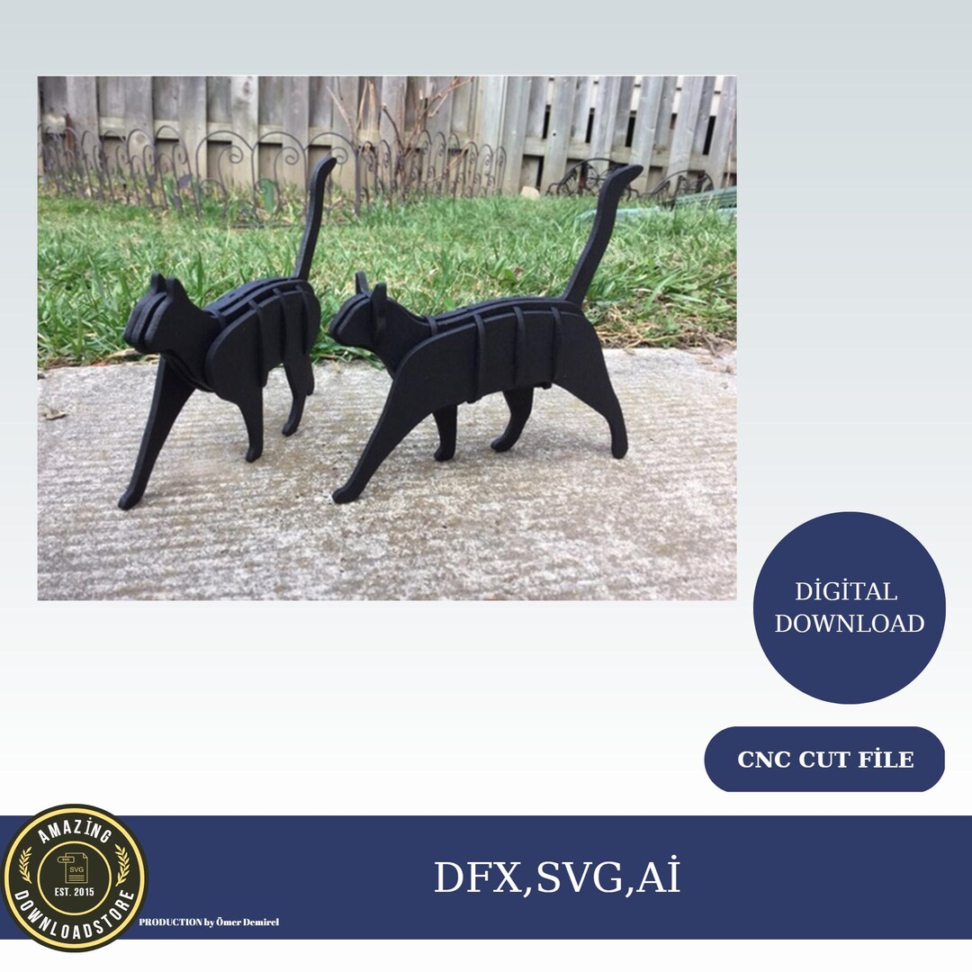 3D Cat Decor SVG DXF CDR Files Layered Svg Files for Cricut, Laser Cut ...