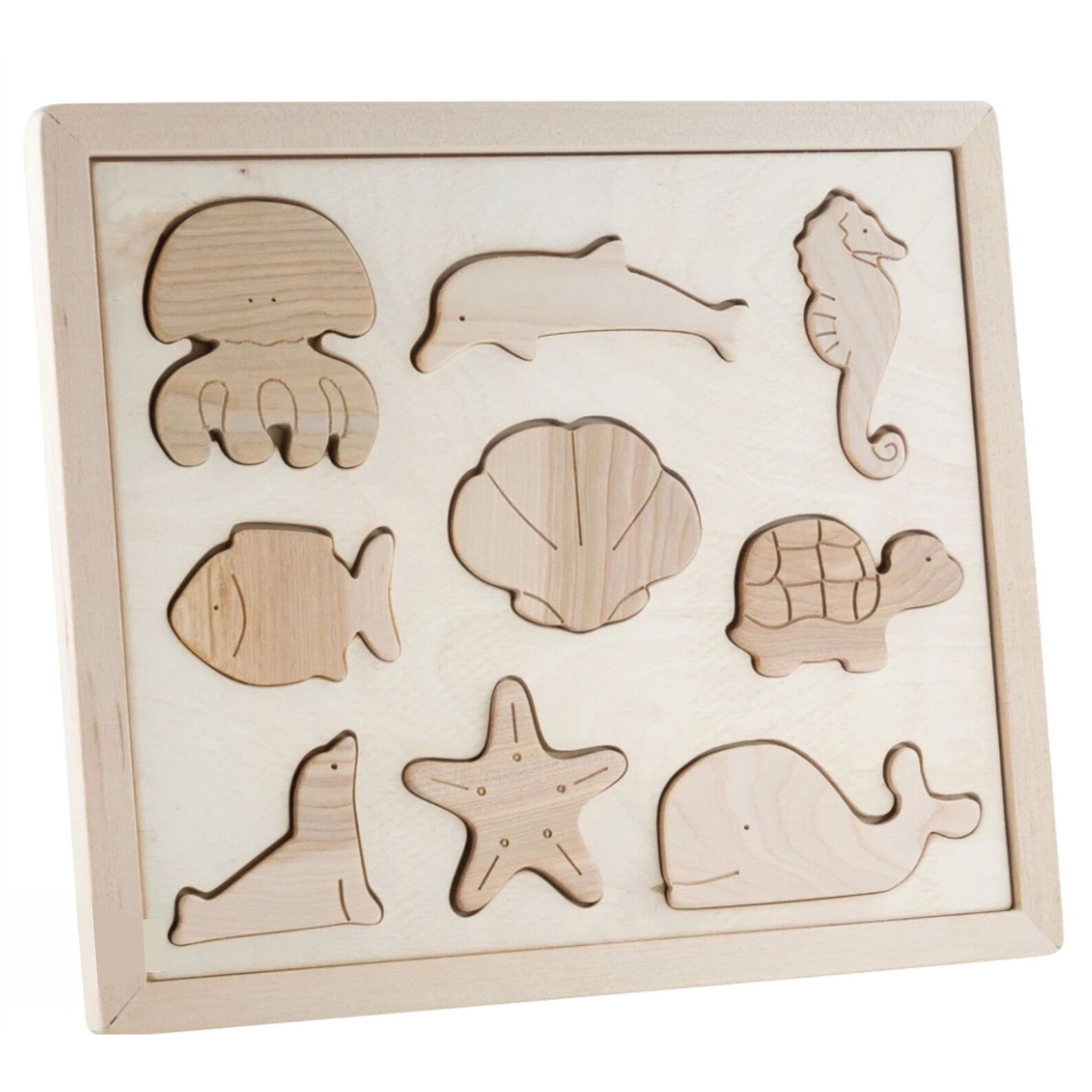Montessori Sea Animals Wooden Puzzle for Kids SVG, DXF File for Laser ...