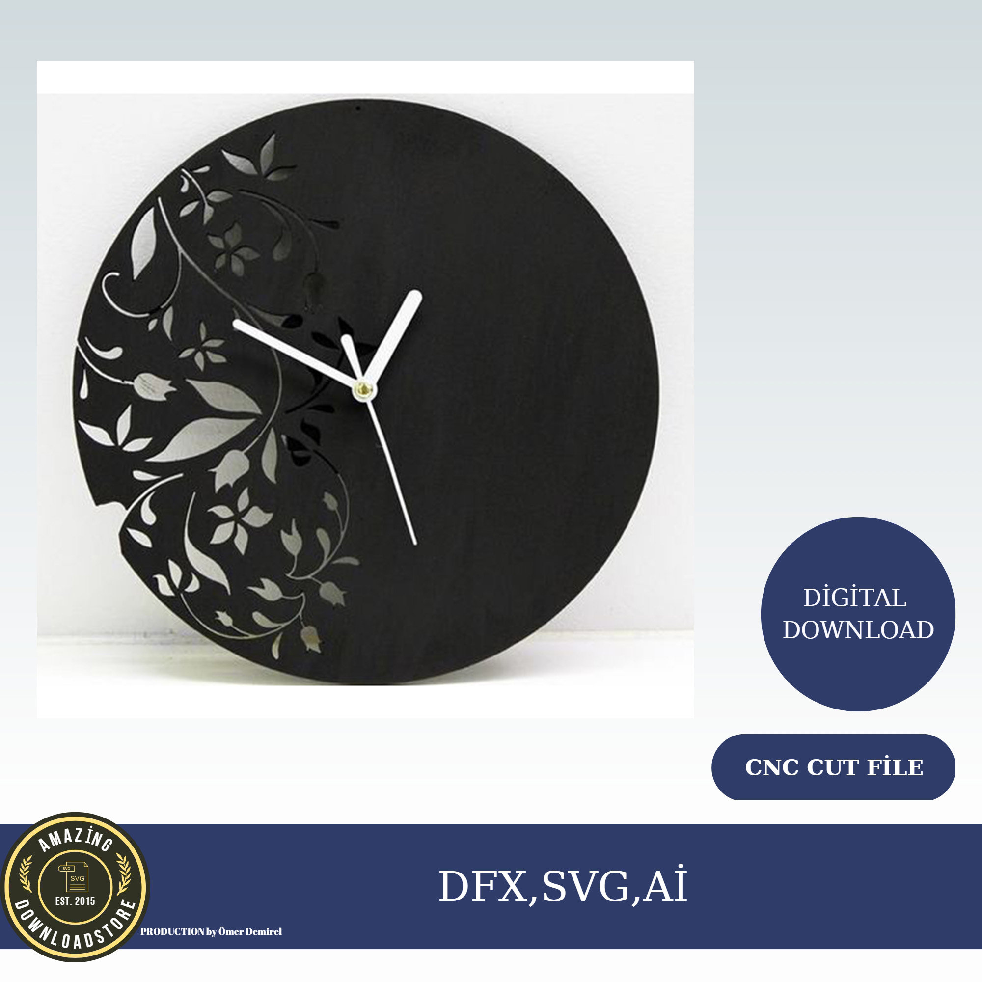 Decorative Wall Clock.laser Cut Files SVG, DXF, CDR, Vector Plans ...