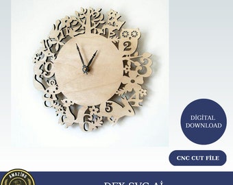 Decorative Wall Clock.laser Cut Files SVG DXF CDR Vector - Etsy