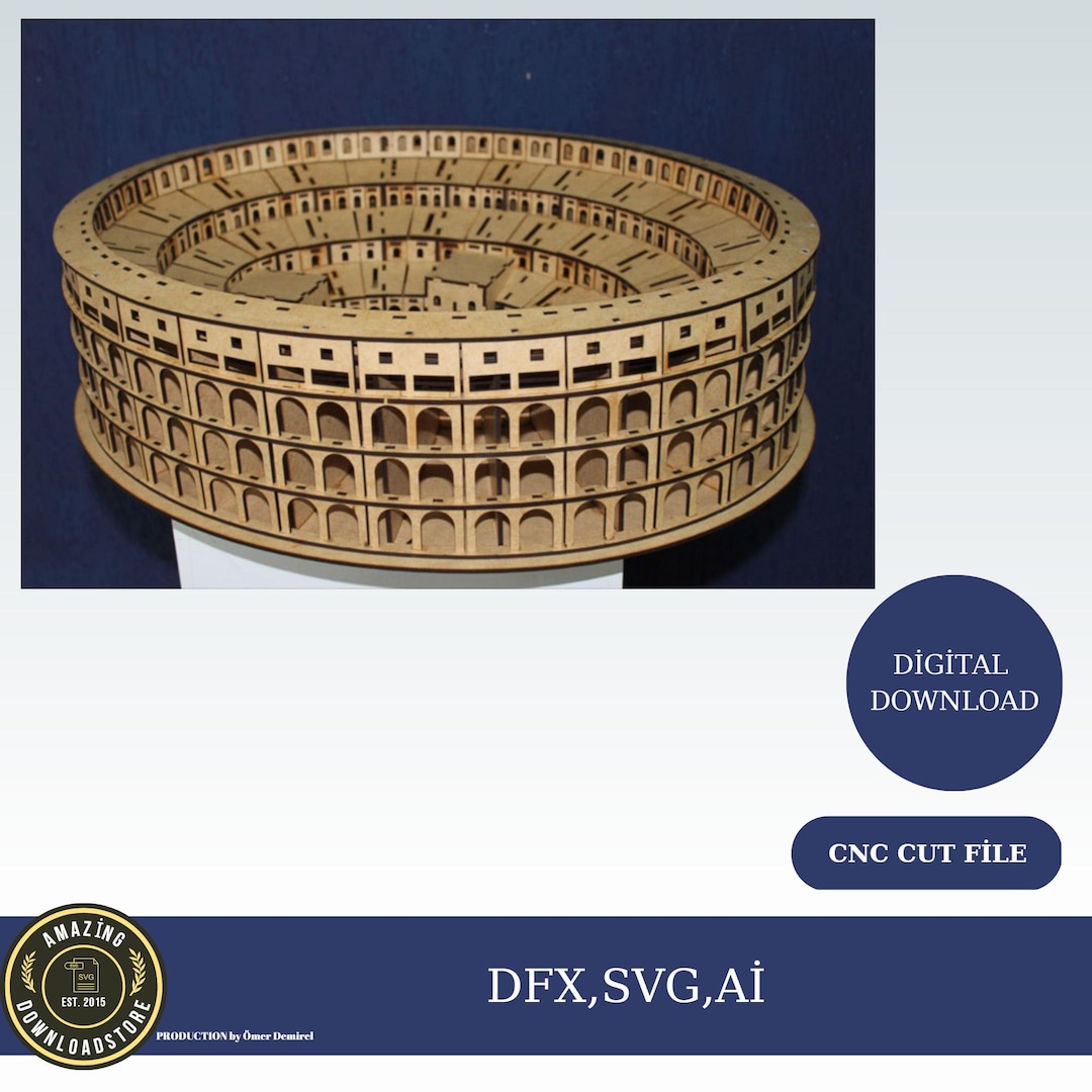 Laser Cut Rome Colosseum CDR DXF SVG Pdf Ai Vector Files - Etsy