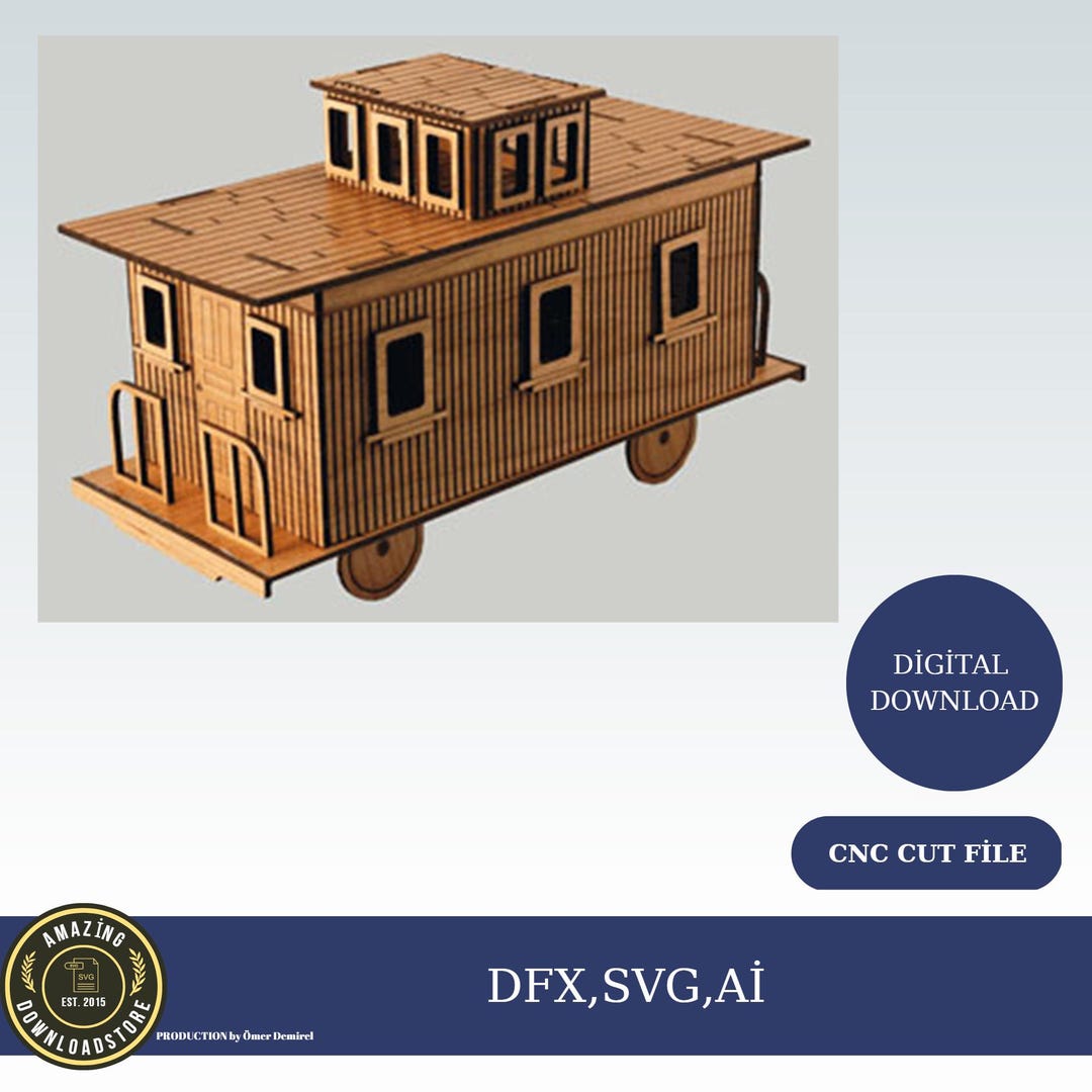 Caboose Laser Cut House. House Laser Cut Templates. File for Cnc. Ai ...