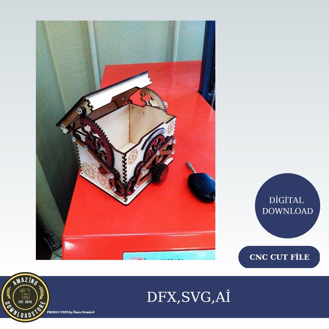 Laser Box Template Laser Cut Box Dxf Steampunk Svg Wooden Box Laser Cut ...