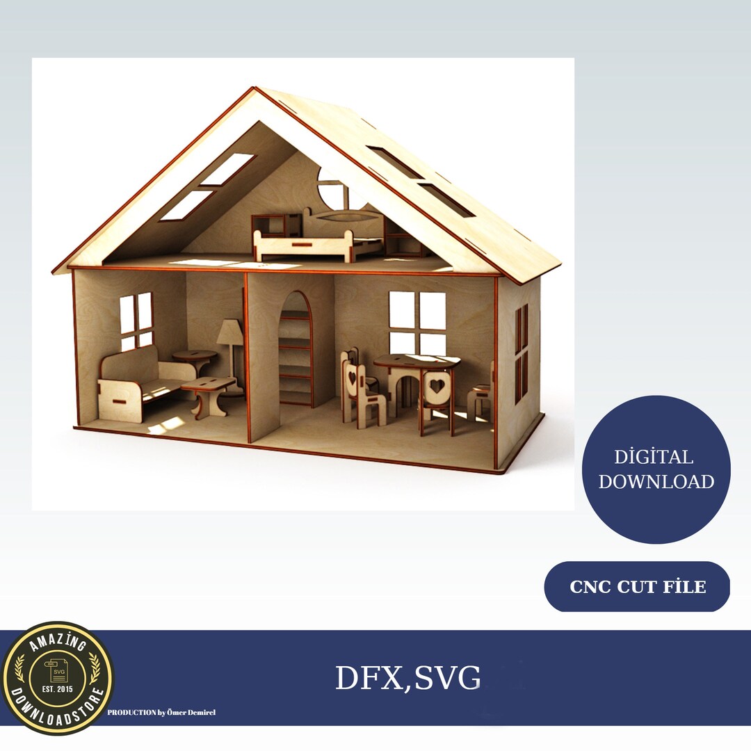 Laser Cut House. House Laser Cut Templates. File for Cnc. Ai, Cdr, Svg ...