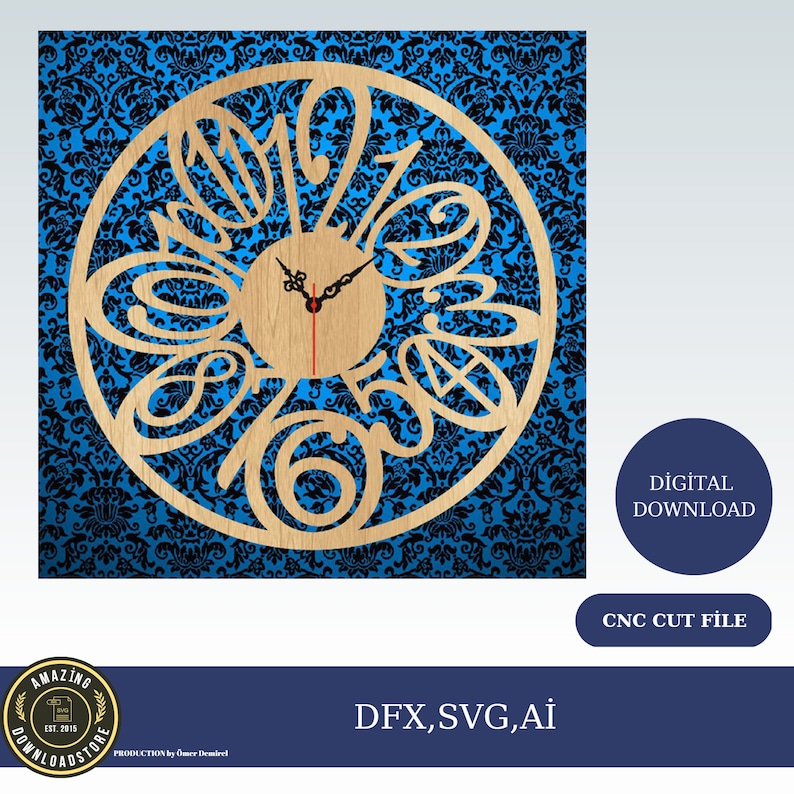 Decorative Wall Clock.laser Cut Files SVG, DXF, CDR, Vector Plans ...